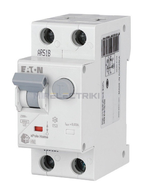 Дифф. авт. выключатель HNB-C16/1N/003, 1P+N, 16A, хар-ка C, 6kA, 30mA, тип АC, 2M - Мир Электрики